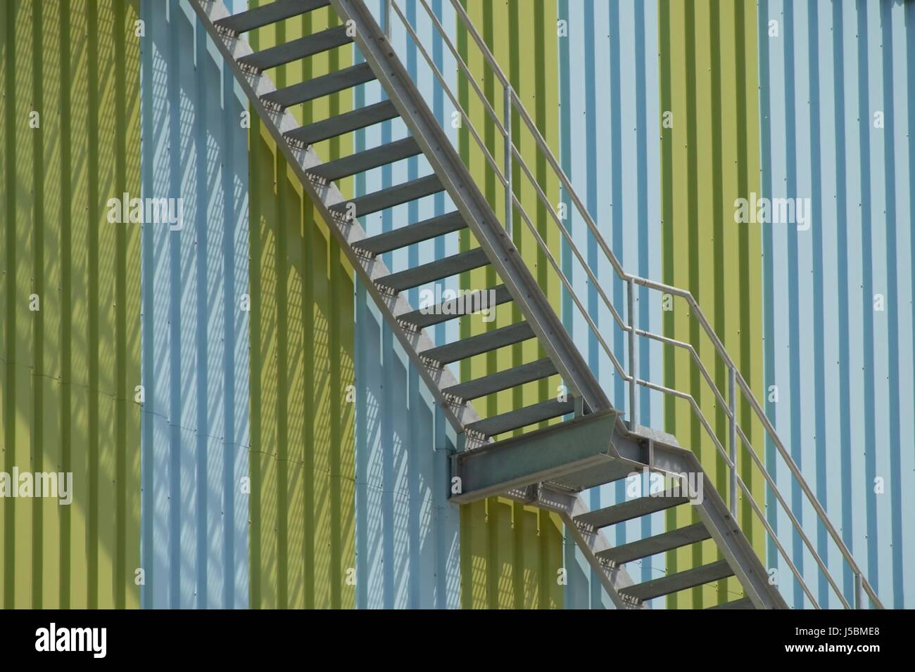 blue stairs upwards industrial plant striated railing aluminum ...