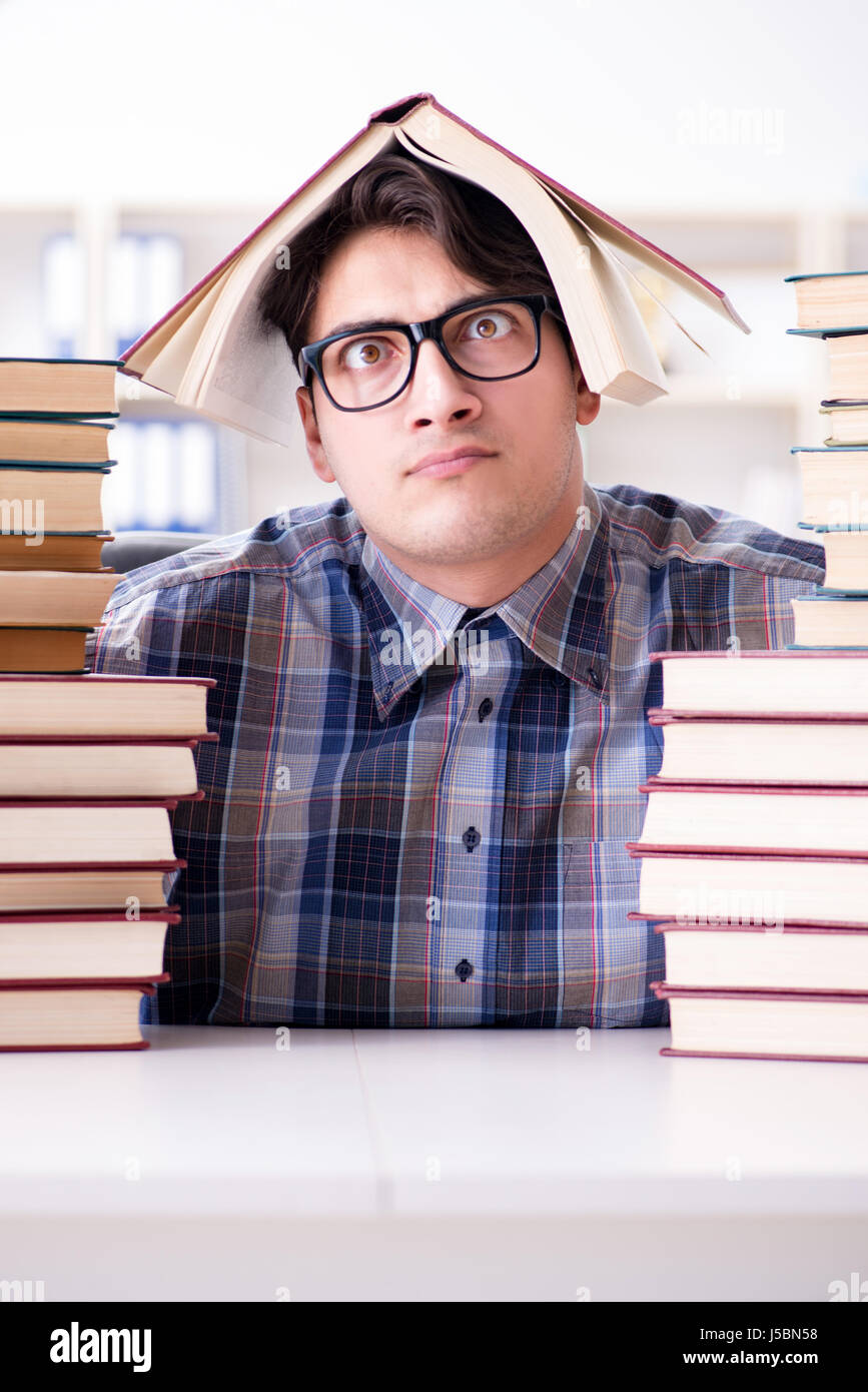 Nerd funny student preparing for university exams Stock Photo - Alamy