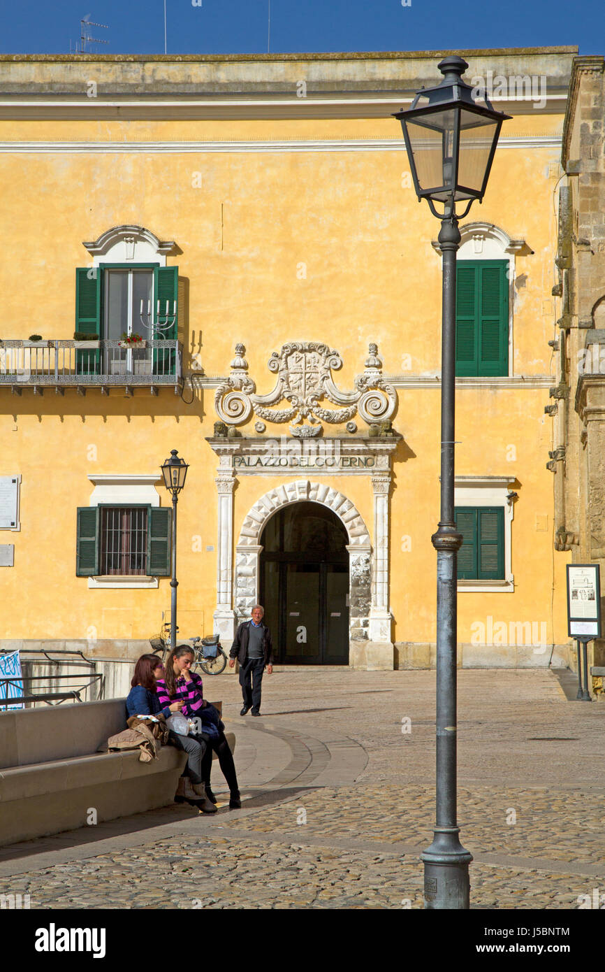 Piazza Vittorio Veneto, the main square in the old town of Matera Stock ...