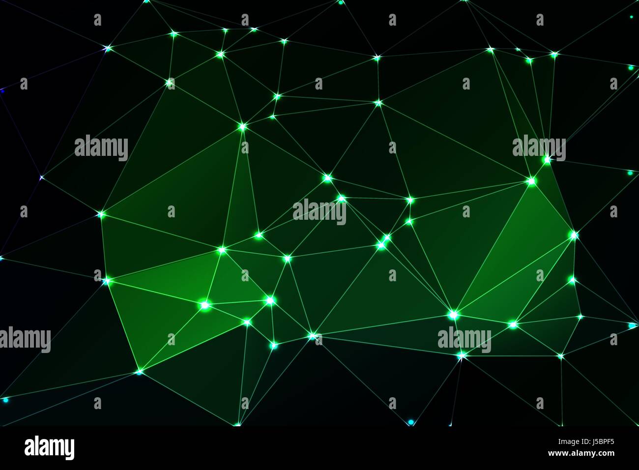 Glowing neon green abstract low poly geometric background with white ...