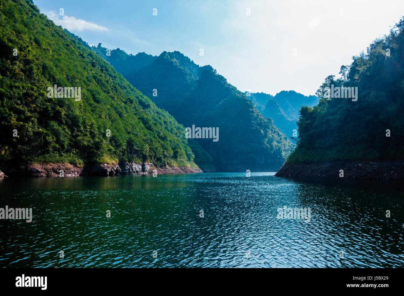 Beautiful reservoir scenery in summer Stock Photo - Alamy
