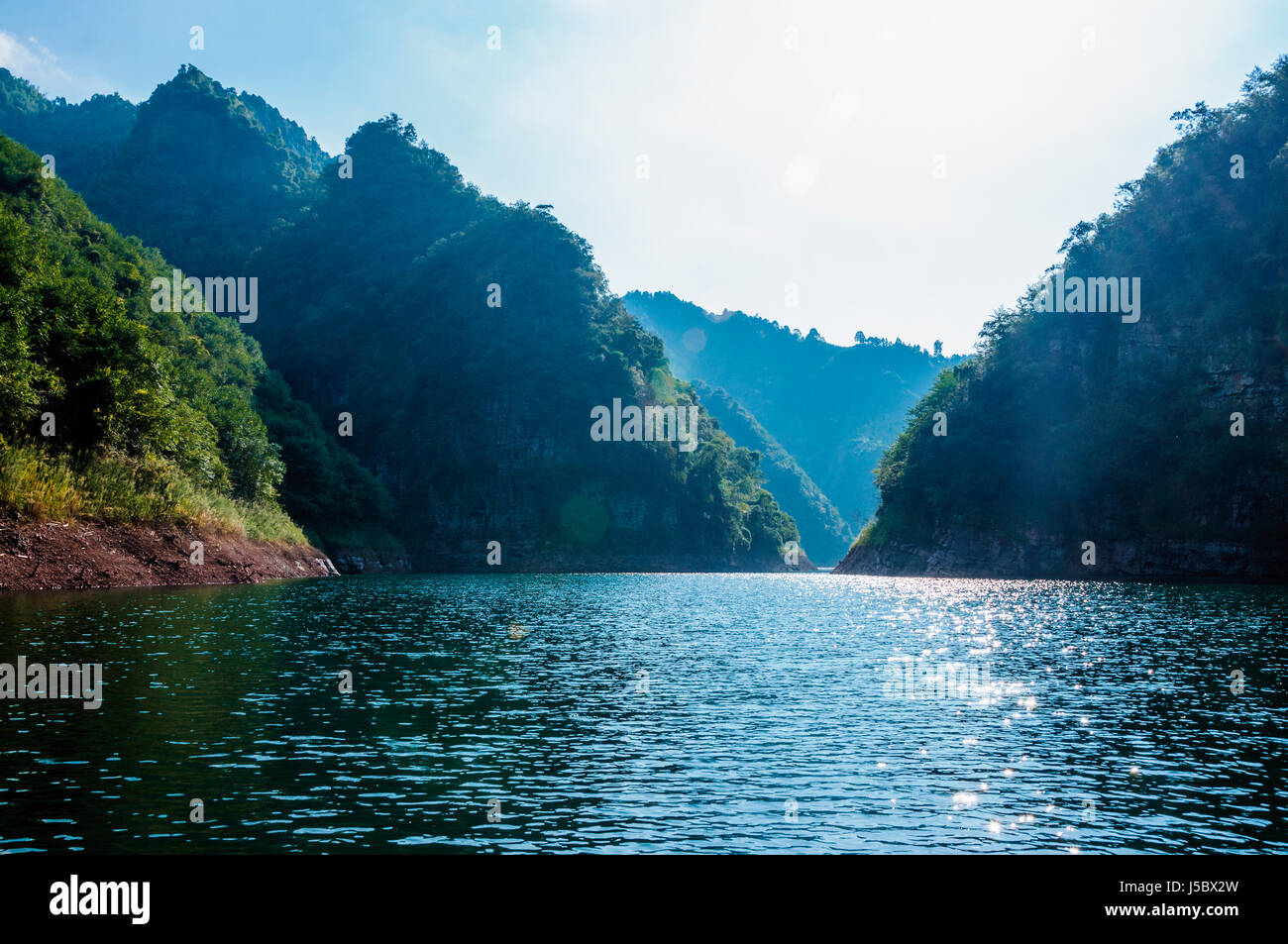 Beautiful reservoir scenery in summer Stock Photo - Alamy