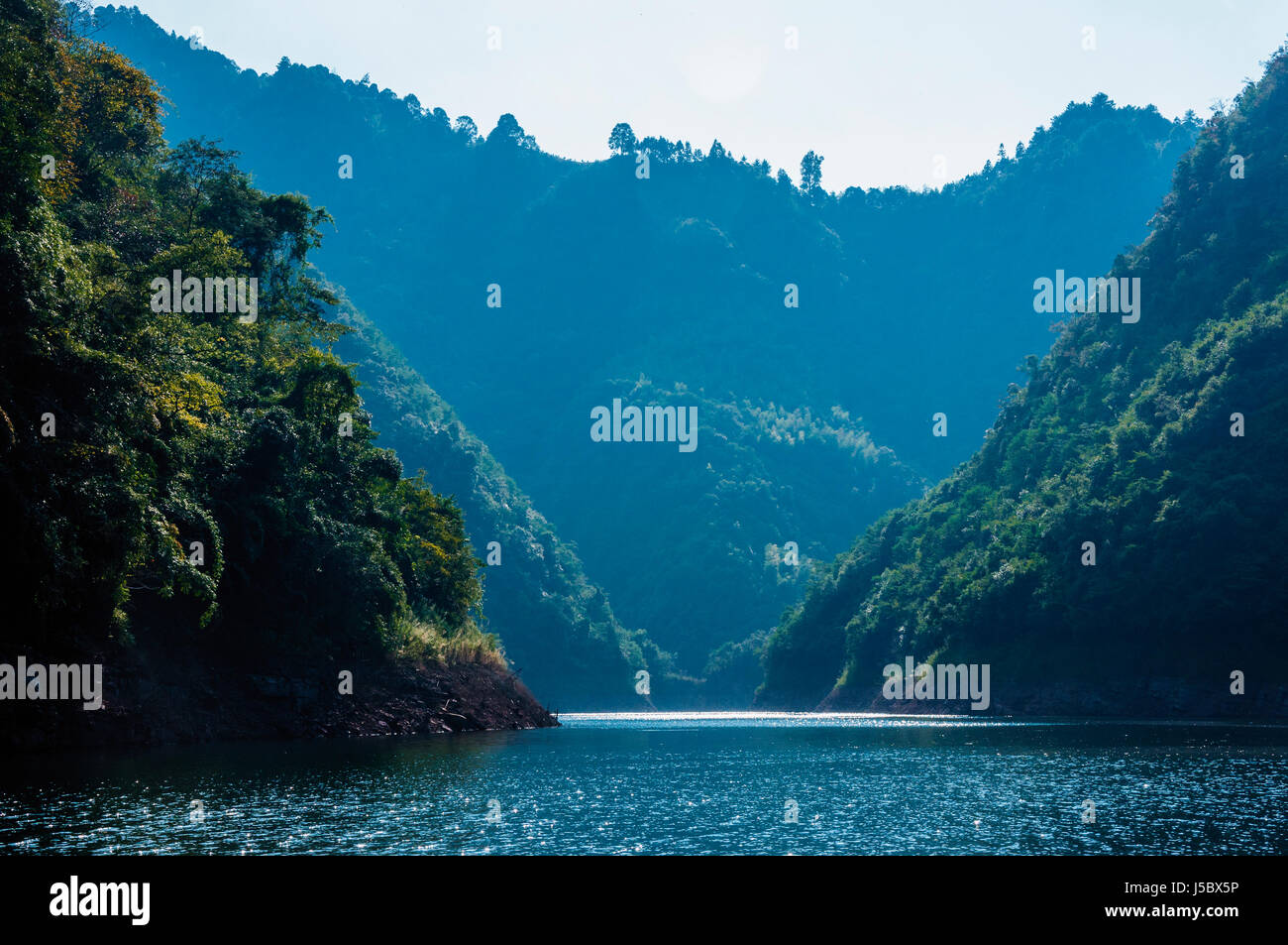 Beautiful reservoir scenery in summer Stock Photo - Alamy