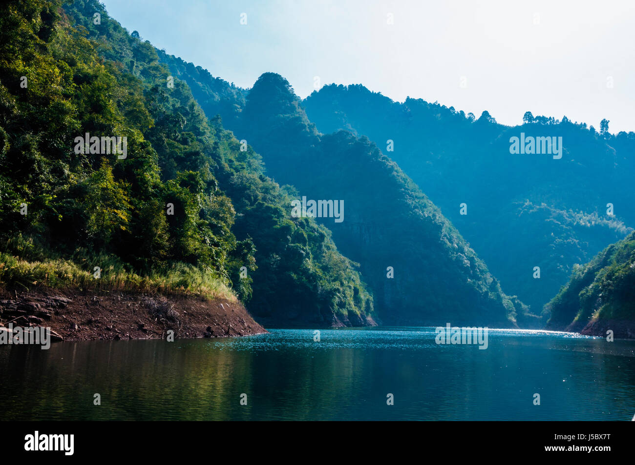 Beautiful reservoir scenery in summer Stock Photo - Alamy