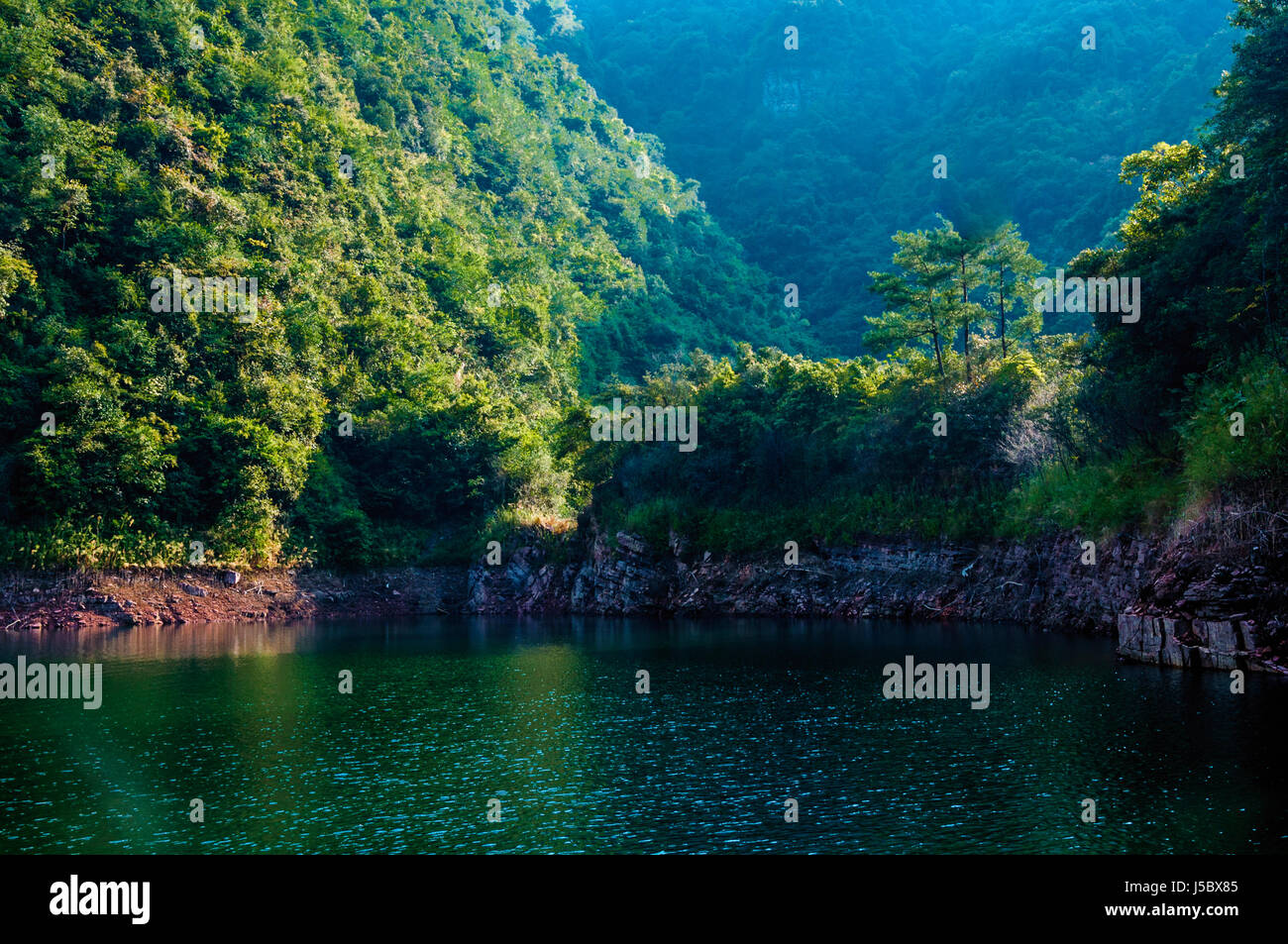 Beautiful reservoir scenery in summer Stock Photo - Alamy