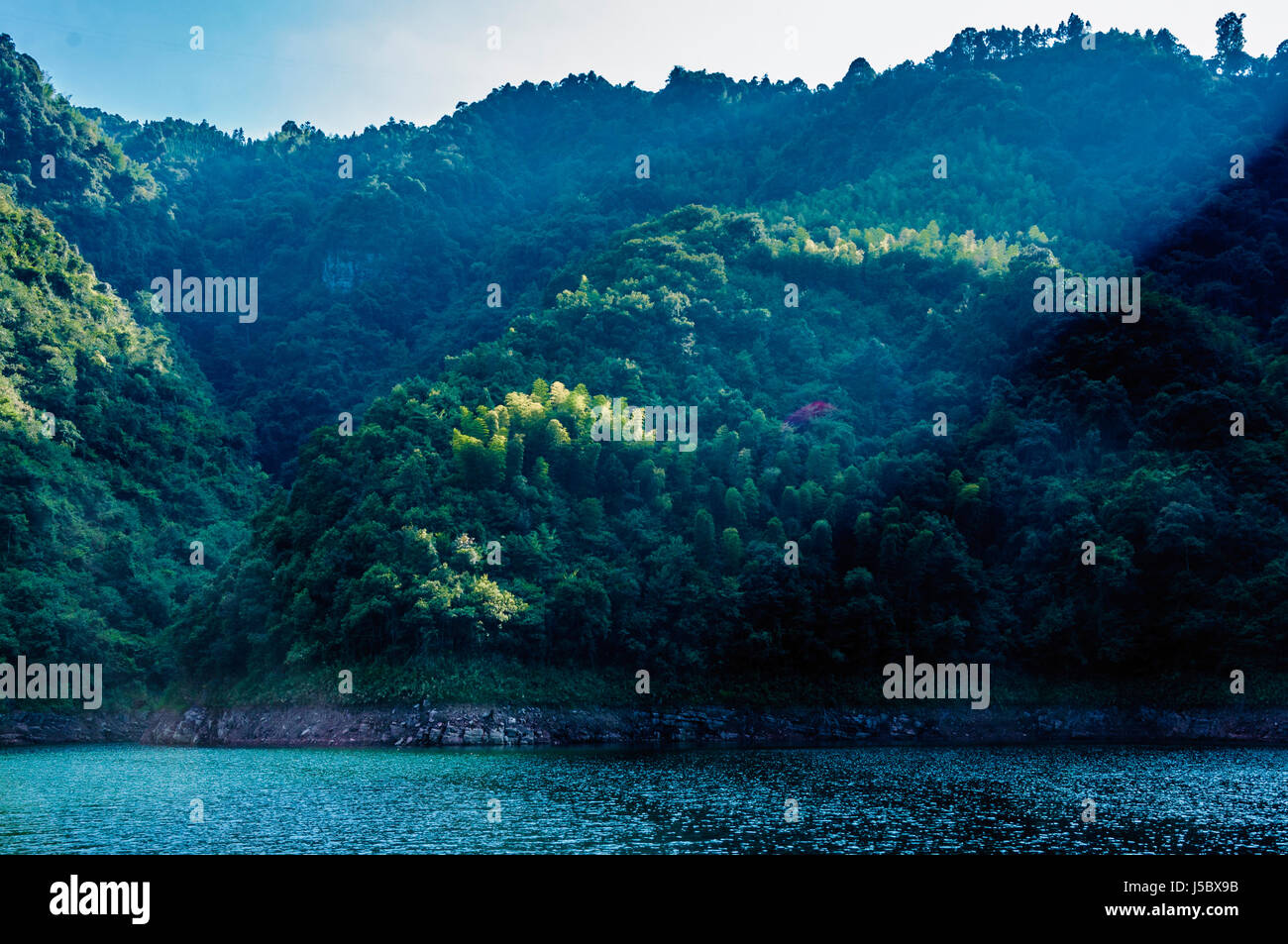 Beautiful reservoir scenery in summer Stock Photo - Alamy
