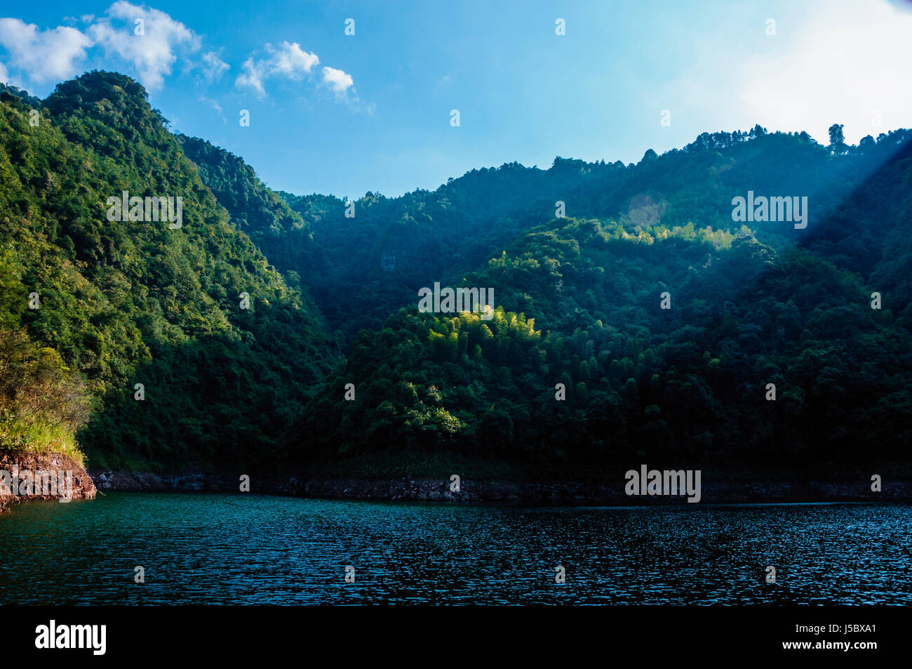 Beautiful reservoir scenery in summer Stock Photo - Alamy