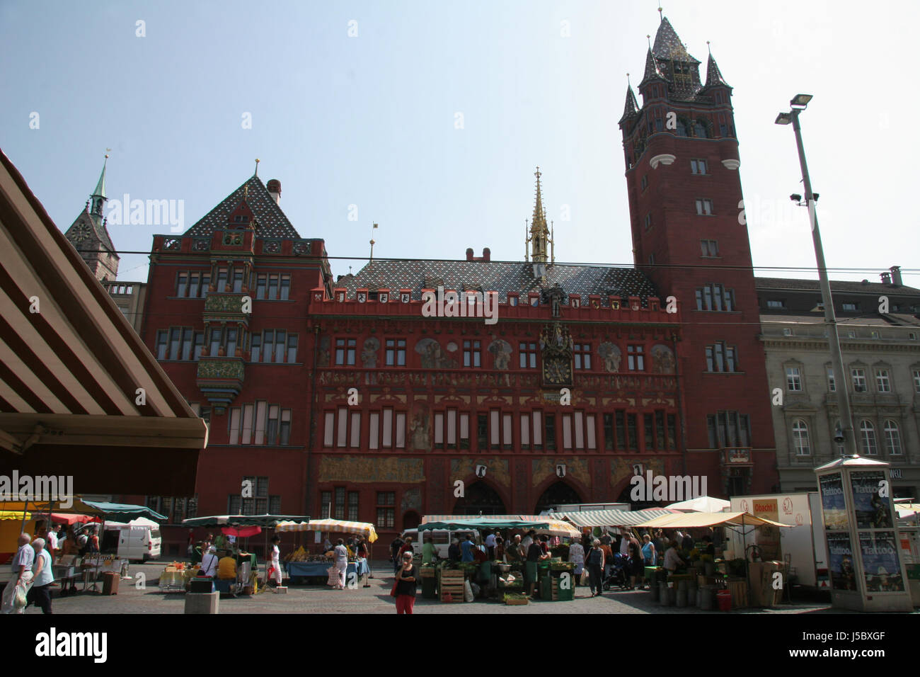 city town rhine switzerland harbor townscape town hall harbours city ...