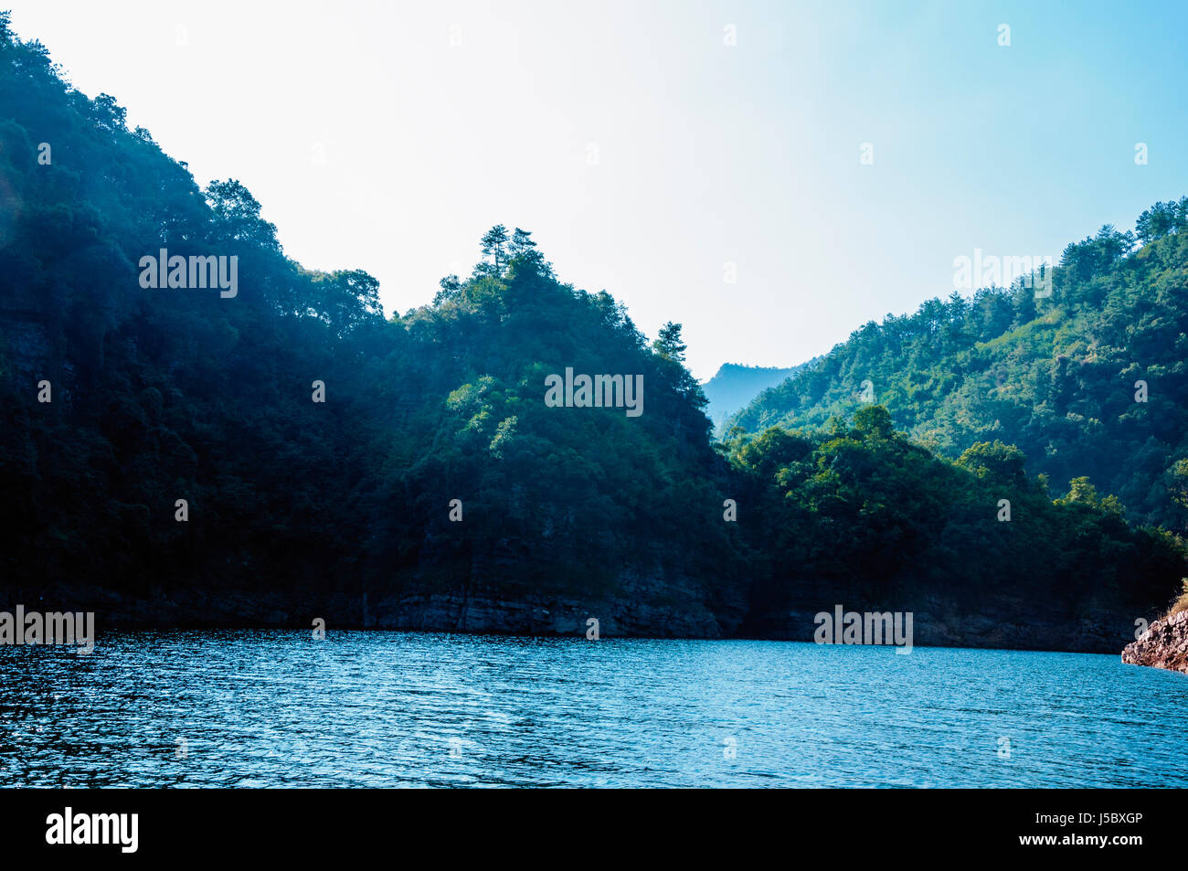 Beautiful reservoir scenery in summer Stock Photo - Alamy