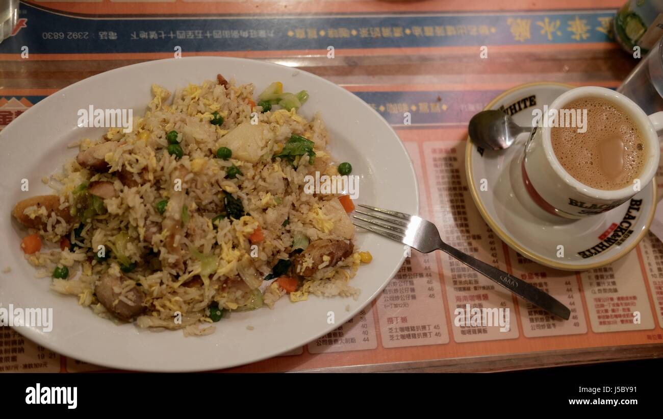 Lunch Break Pineapple Fried Rice and Coffee in a Chinese Restaurant in ...