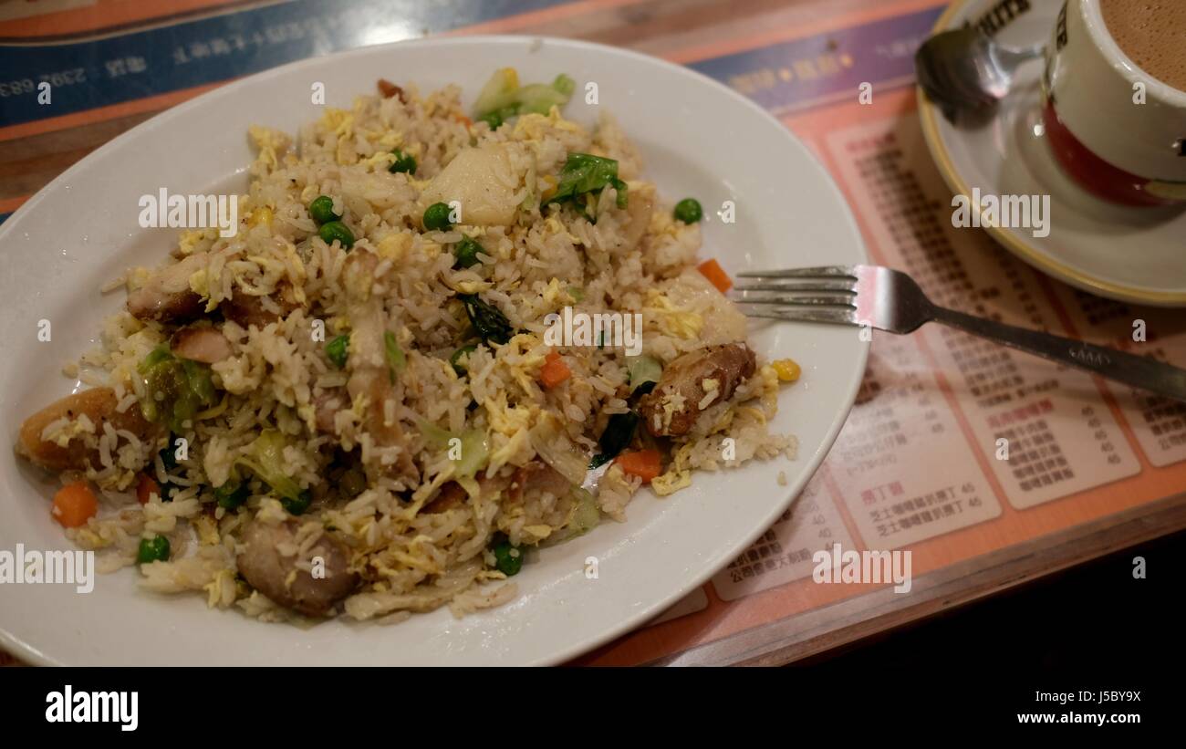 Lunch Break Pineapple Fried Rice and Coffee in a Chinese Restaurant ...