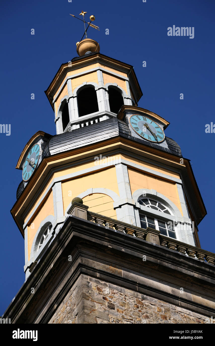 blue tower church clock steeple clock tower spire lower saxony high ...