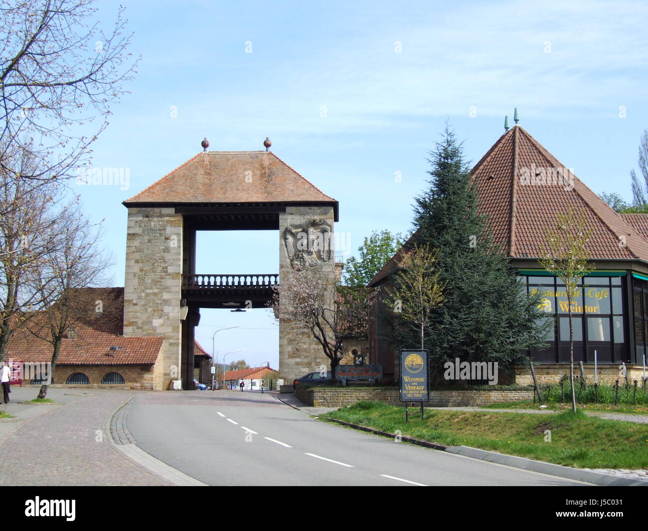 german wine gate Stock Photo - Alamy
