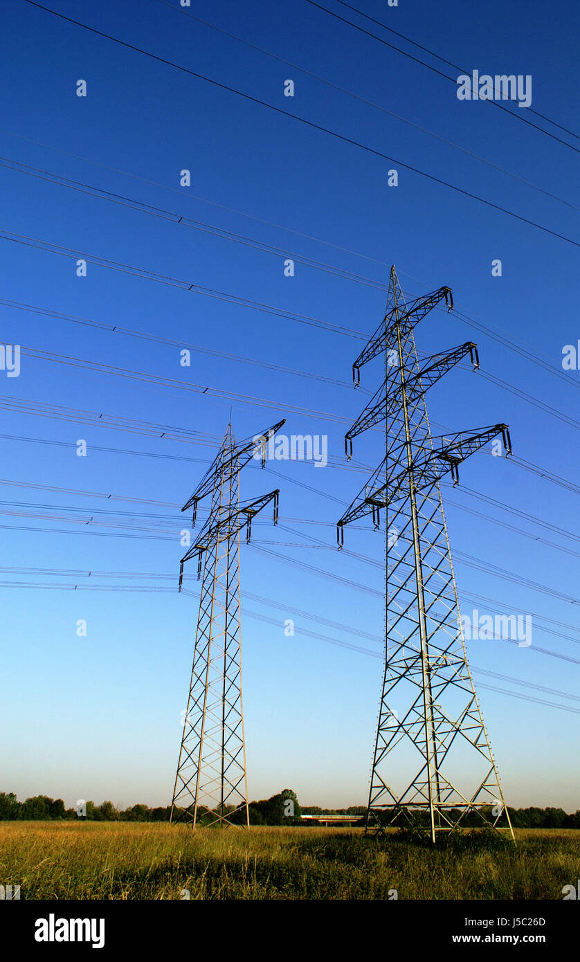 two electricity pylons Stock Photo - Alamy