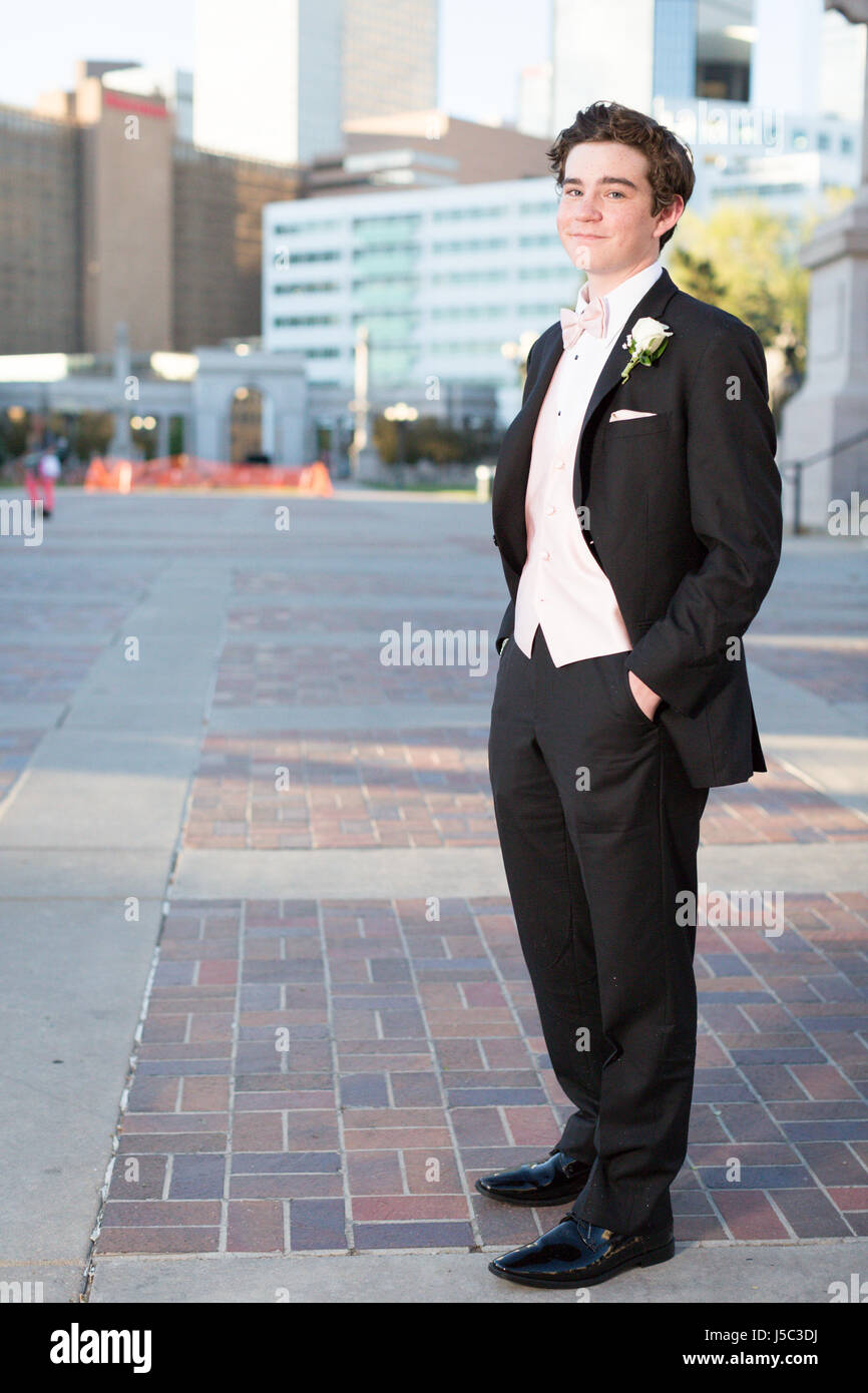 Teenager dressed in tuxedo for his first prom Stock Photo - Alamy