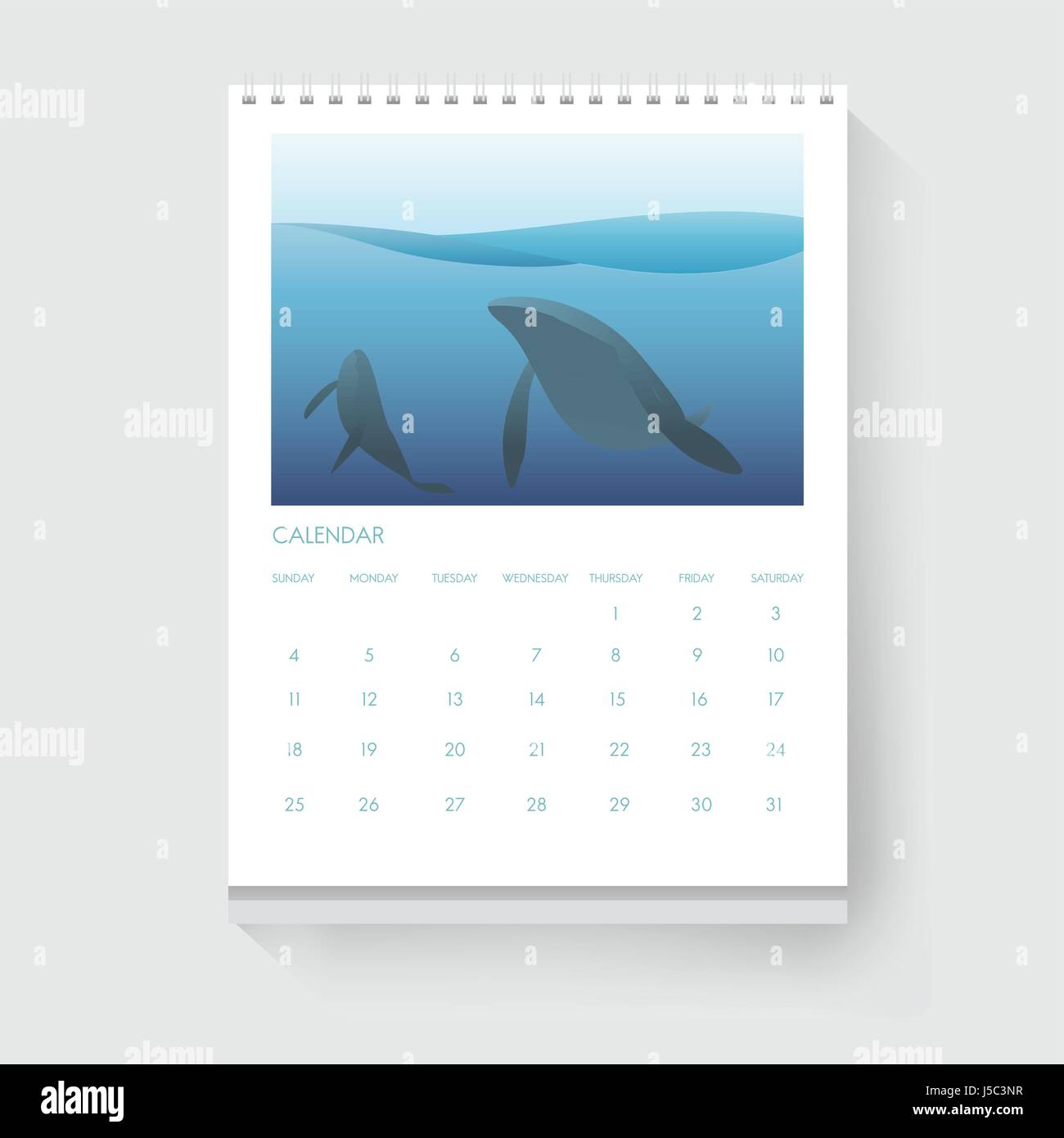 Calendar Showing Date Day with Whales in Ocean Photo Stock Vector Image ...