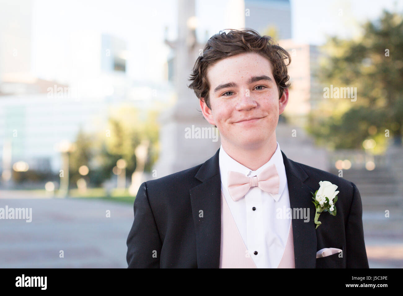 Teenager dressed in tuxedo for his first prom Stock Photo - Alamy