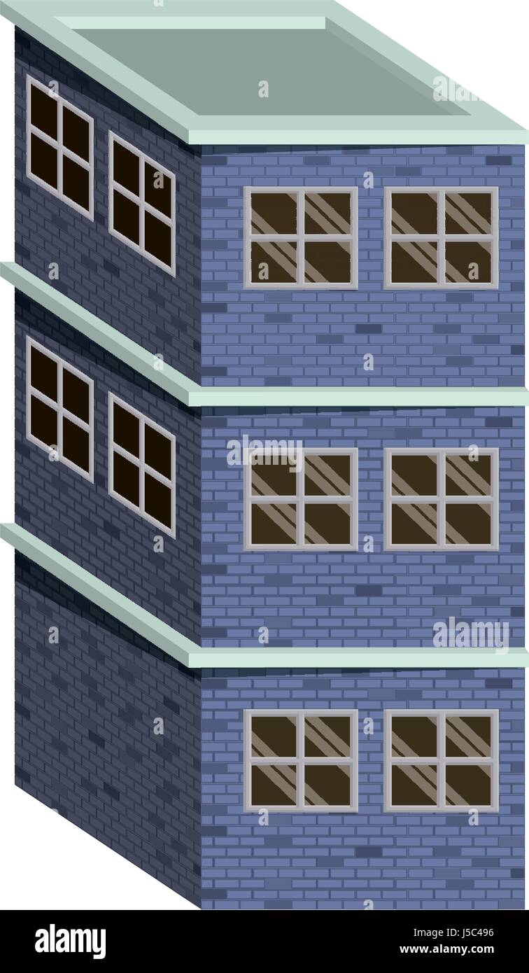 colorful image realistic building with brick facade of three floors ...