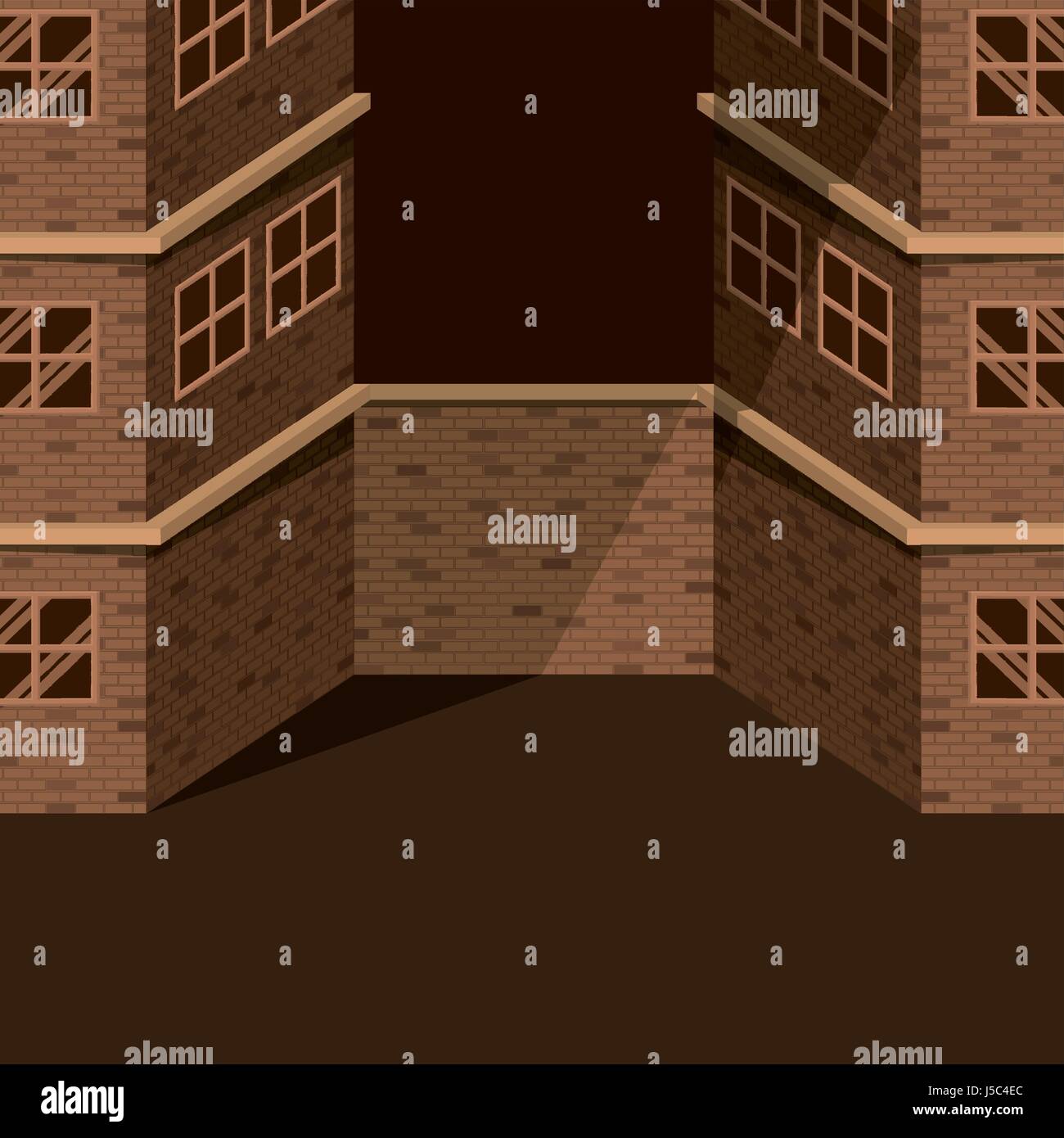 background sepia image realistic two buildings with brick facade Stock ...