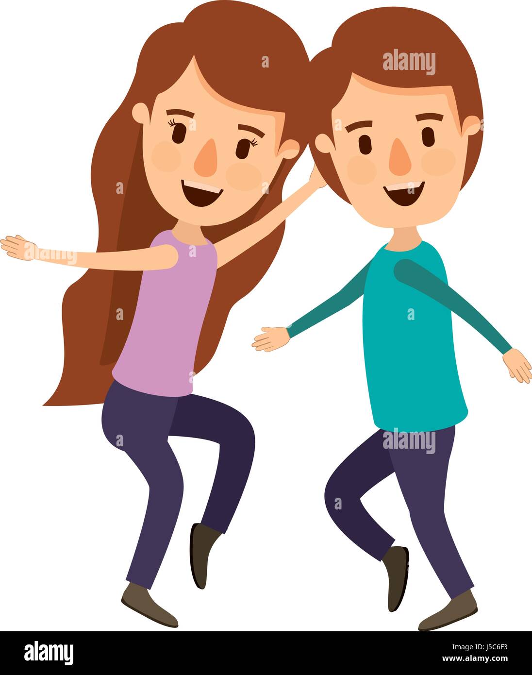 colorful image caricature full body couple dancing Stock Vector Image ...