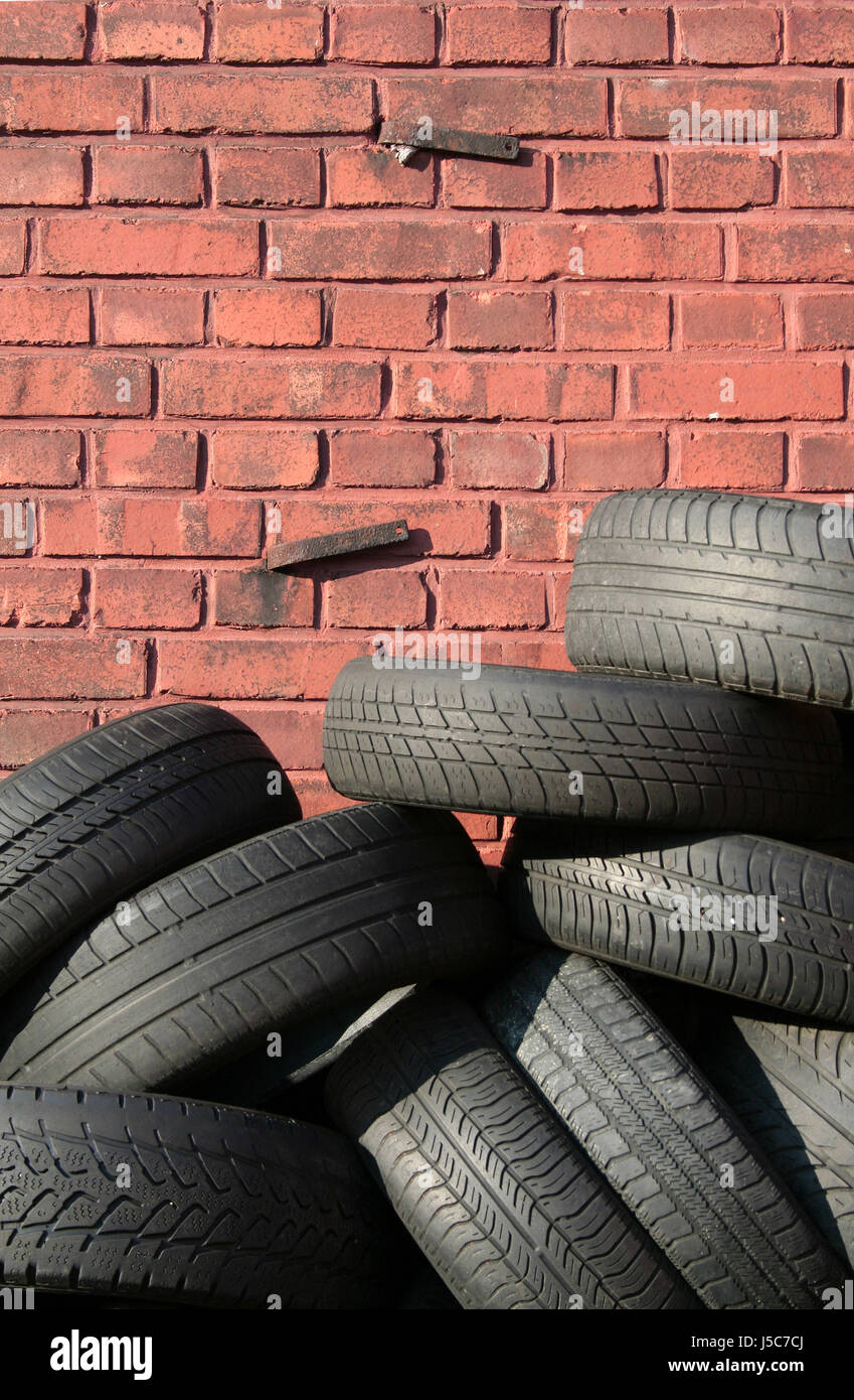 industry,wall,portrait format,car tire,ripen,red,brick,old,kaputt Stock ...