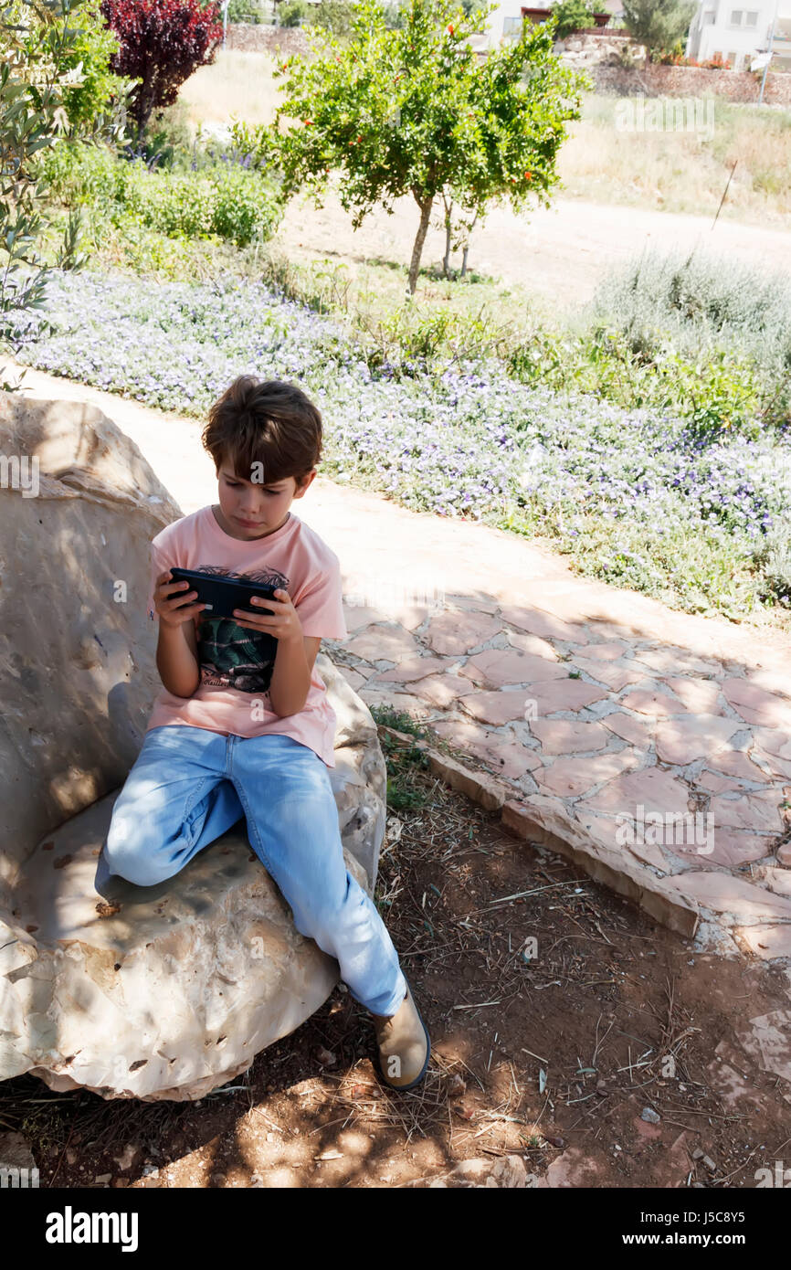 little boy with mobile device Stock Photo - Alamy