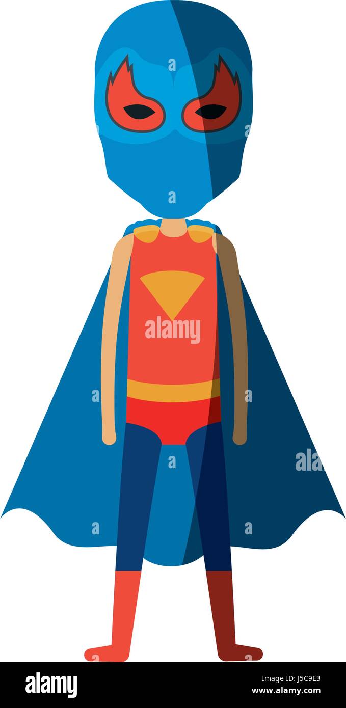 colorful silhouette with standing faceless boy superhero and shading ...