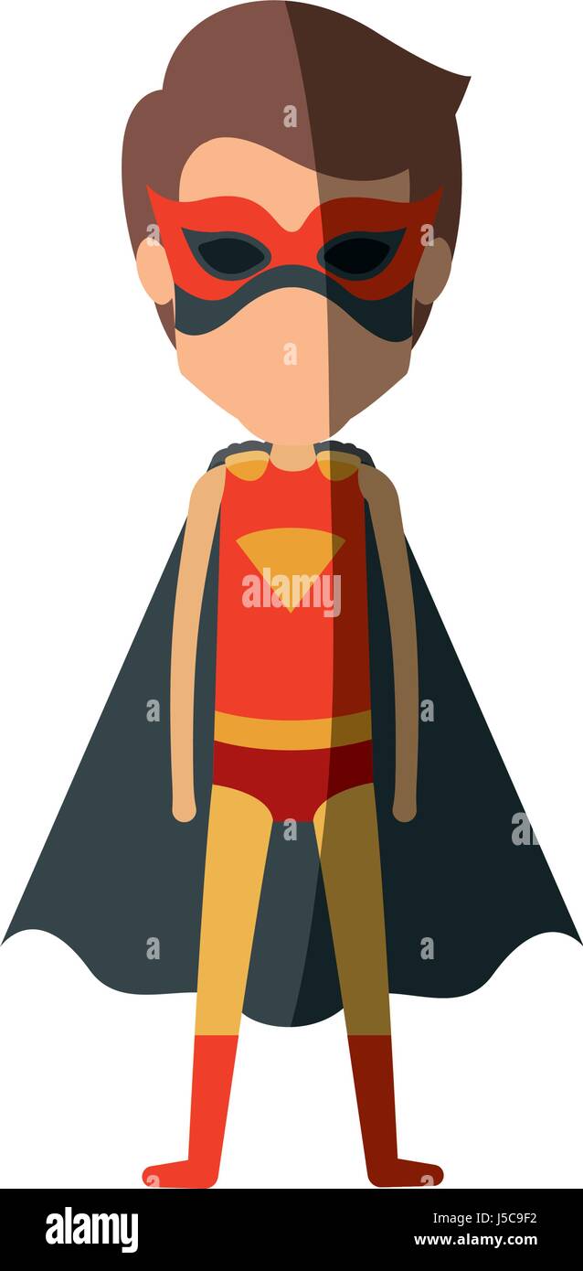 colorful silhouette with standing faceless guy superhero and shading ...