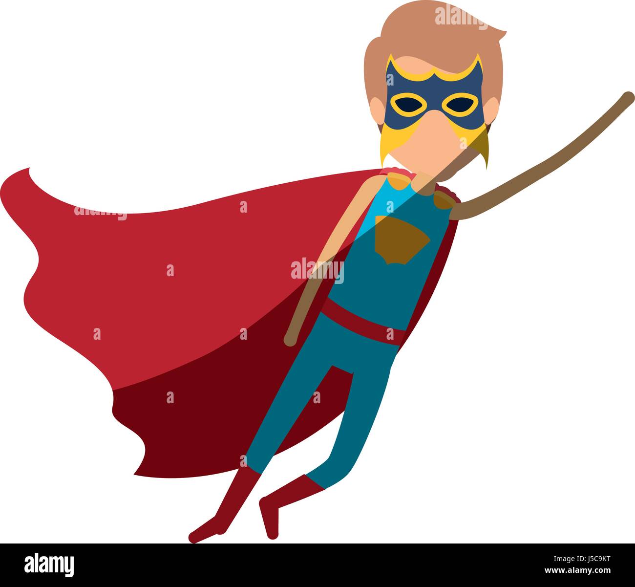 colorful silhouette with faceless superhero male flying in diagonal ...