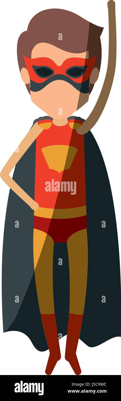 colorful silhouette with faceless superhero guy flying with arm up and ...