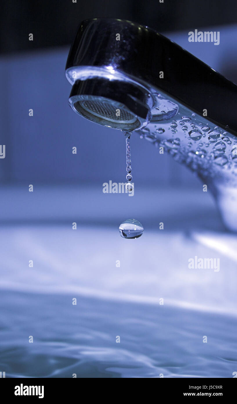 blue wet refreshing dash tap drip reflections bluish tap water bathroom ...