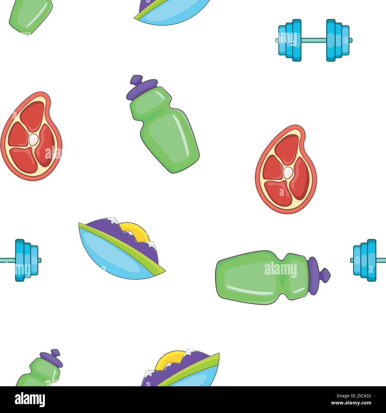 Healthy lifestyle pattern. Cartoon illustration of healthy lifestyle ...