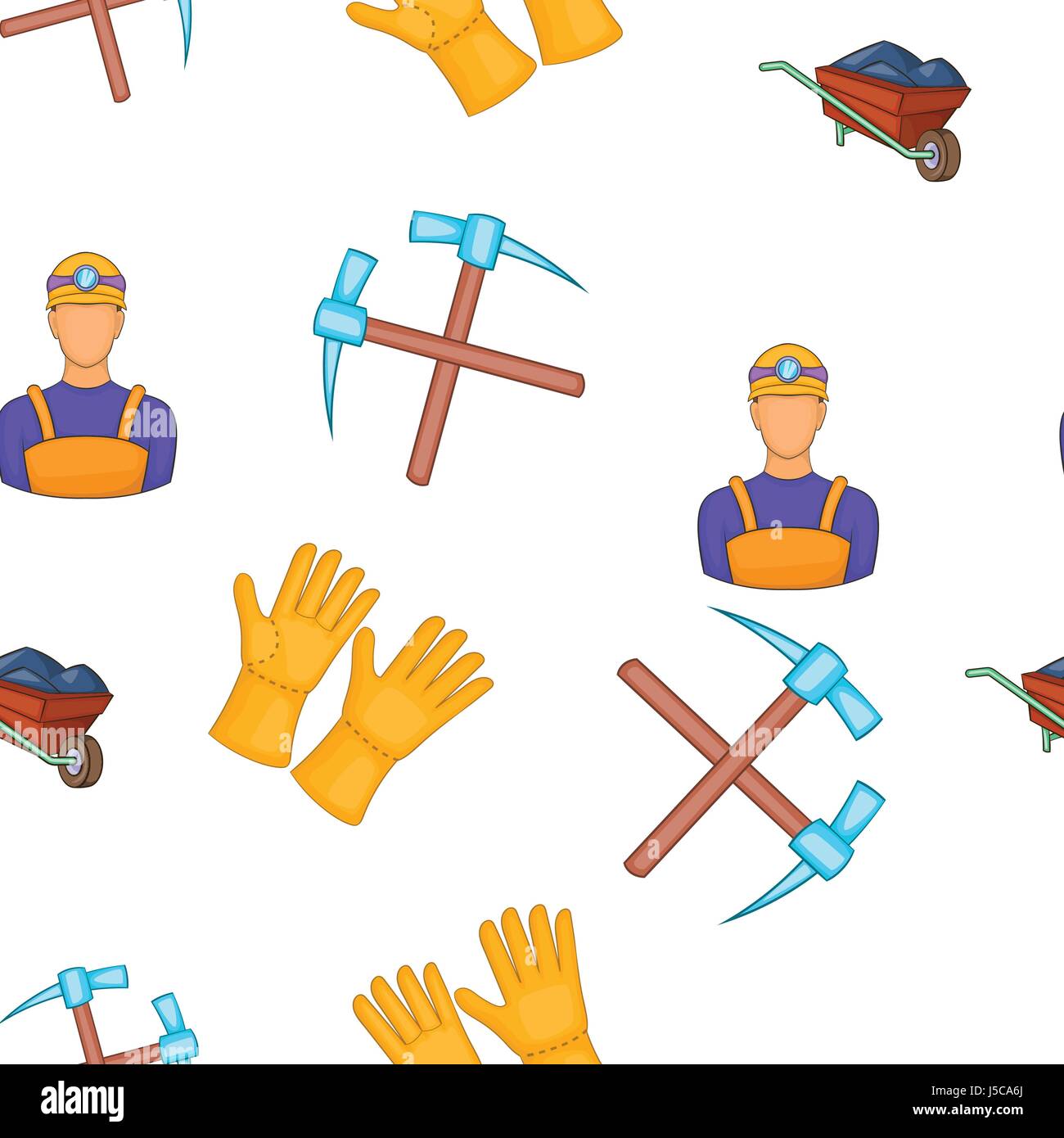 Mining and quarrying industry pattern. Cartoon illustration of mining ...