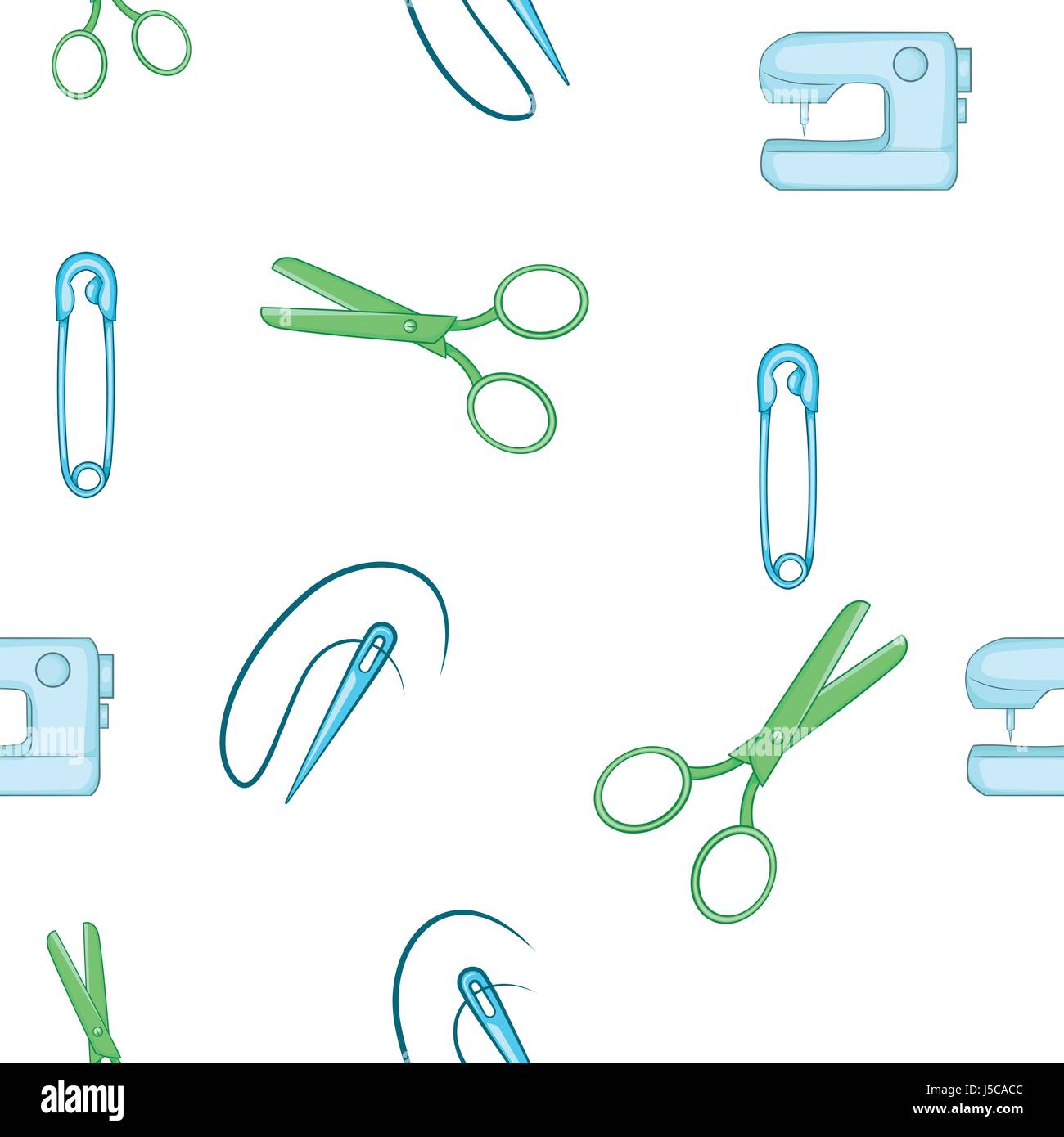 Sewing equipment pattern. Cartoon illustration of sewing equipment ...