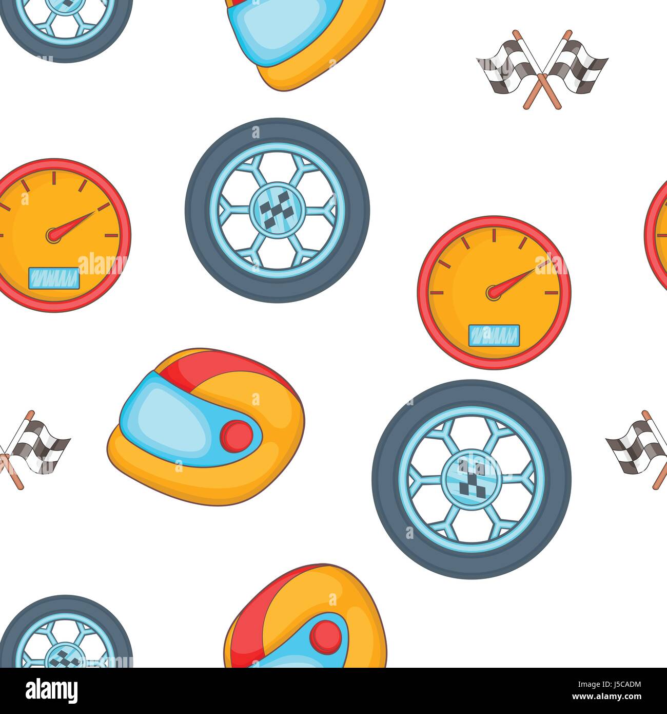 Racing elements pattern. Cartoon illustration of racing elements vector ...