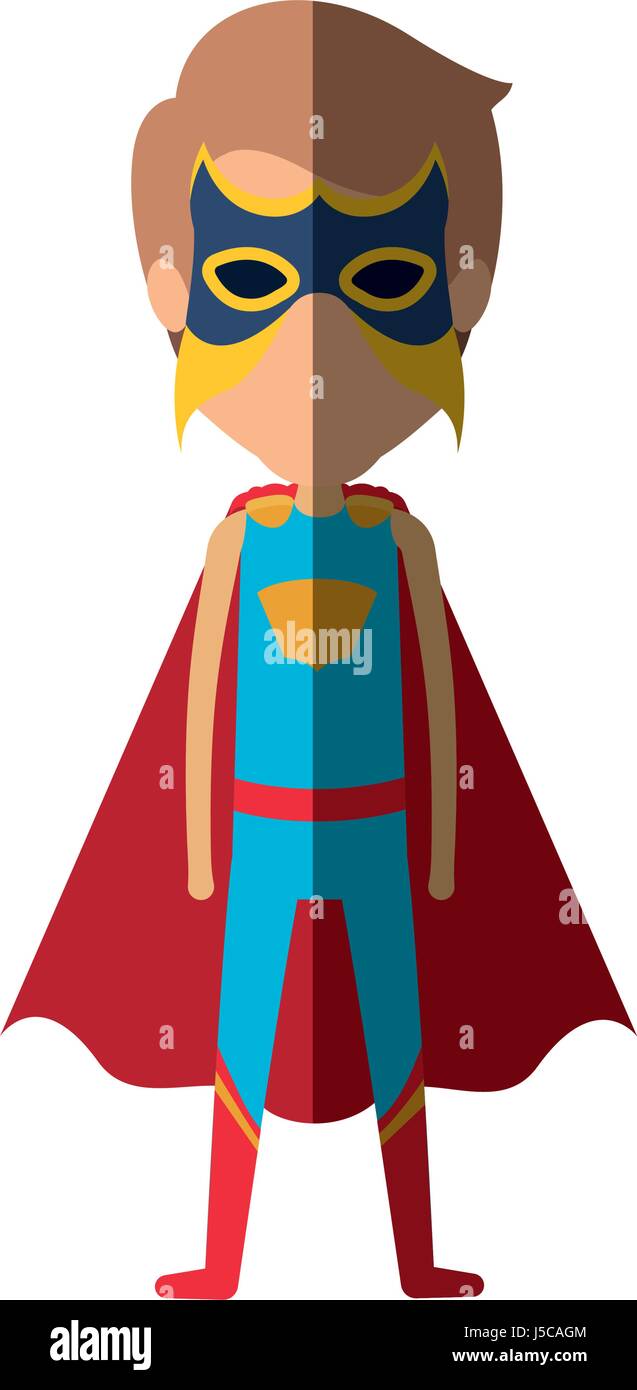 colorful silhouette with standing faceless man superhero and shading ...