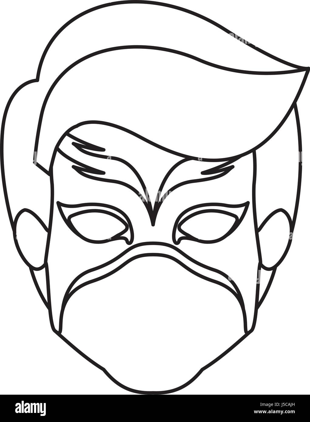 monochrome contour of faceless boy superhero with mask Stock Vector ...