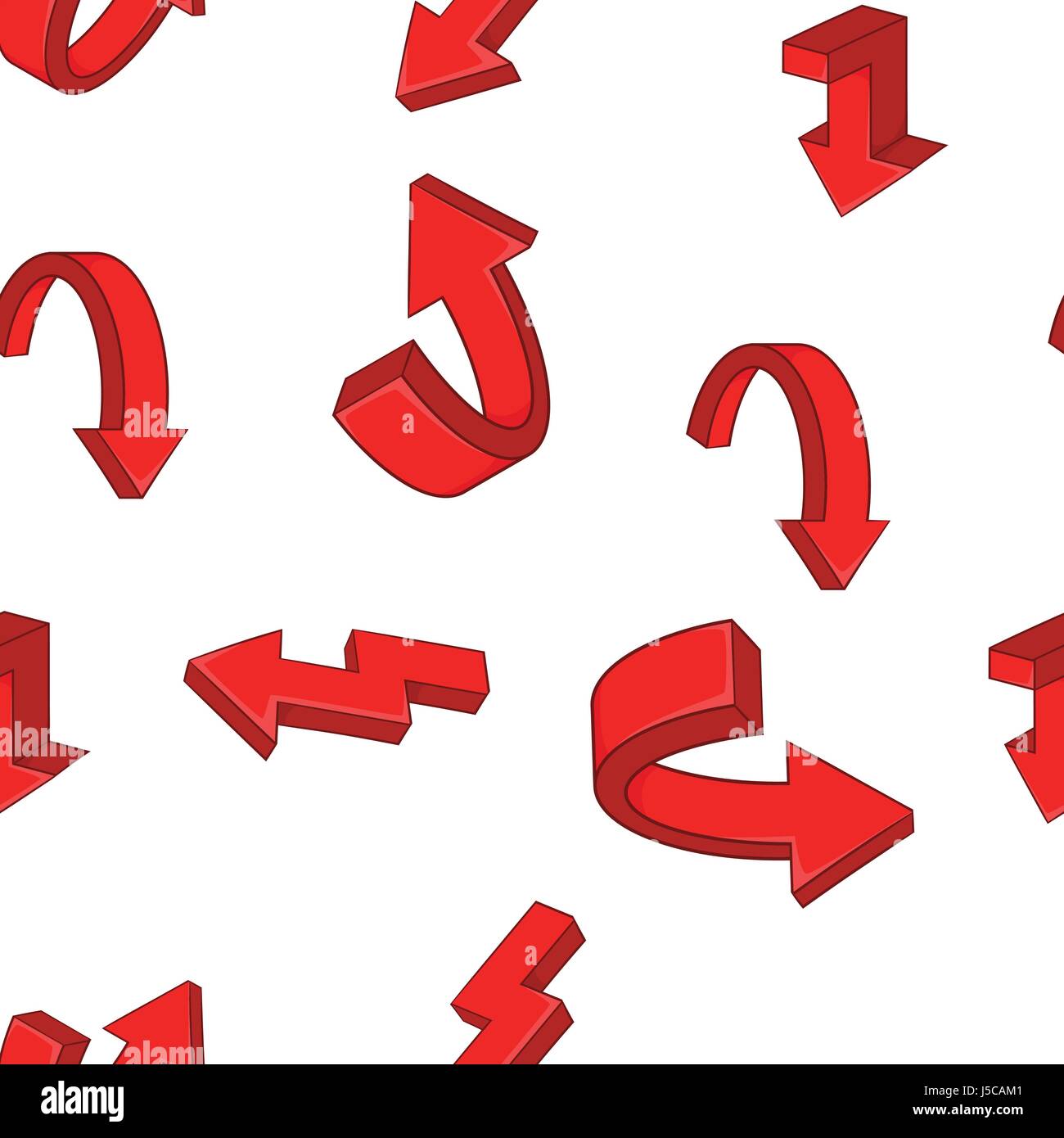 Red curved arrows pattern. Cartoon illustration of red curved arrows ...