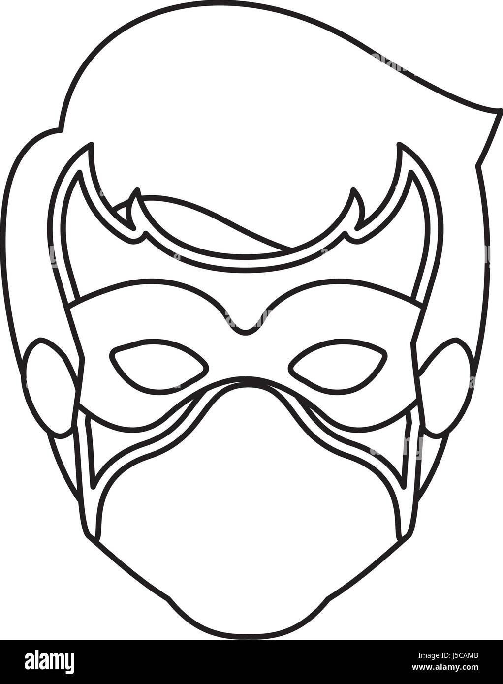 monochrome contour of faceless guy superhero with mask Stock Vector ...