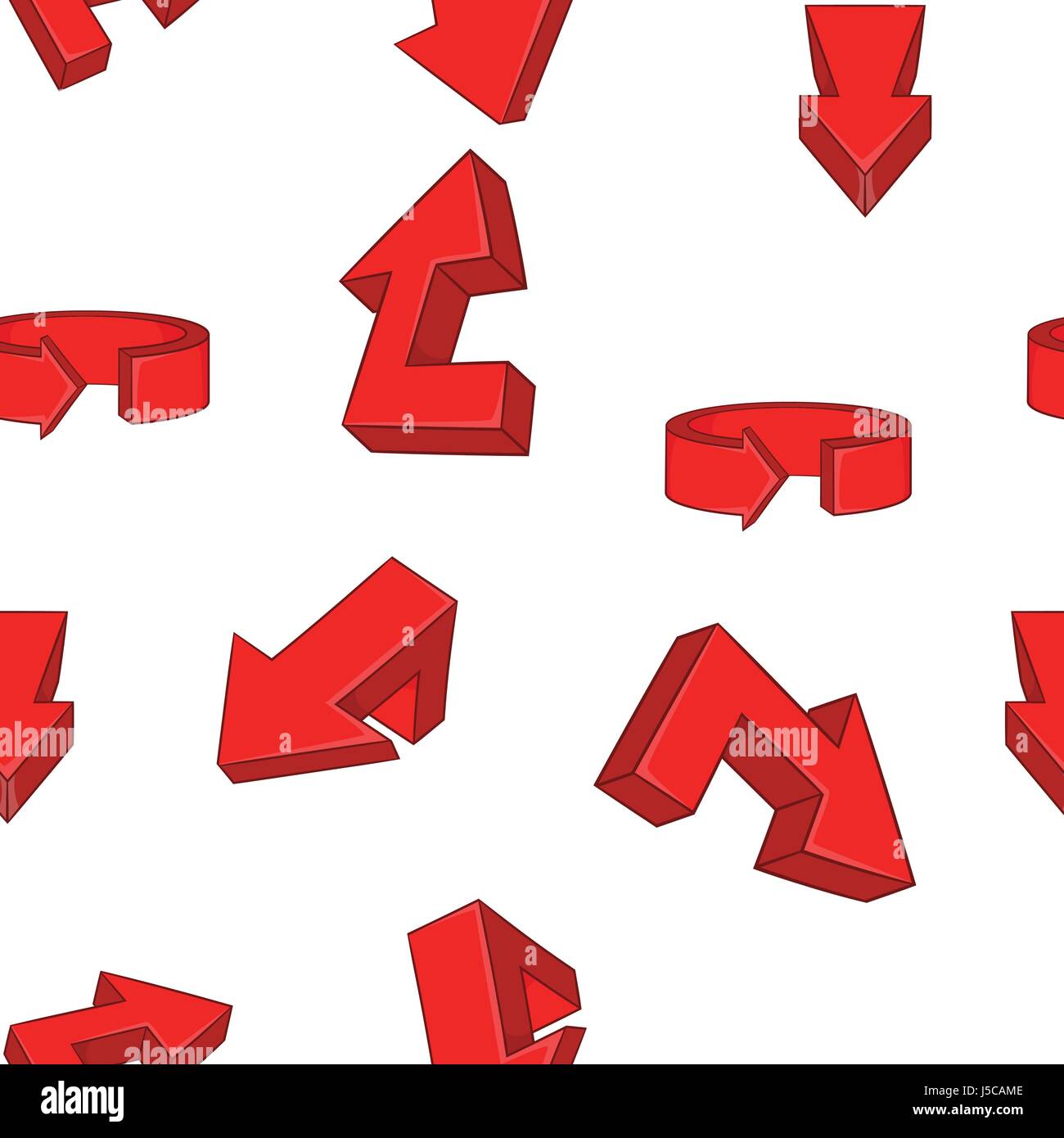 Red direction arrows pattern. Cartoon illustration of direction arrows ...