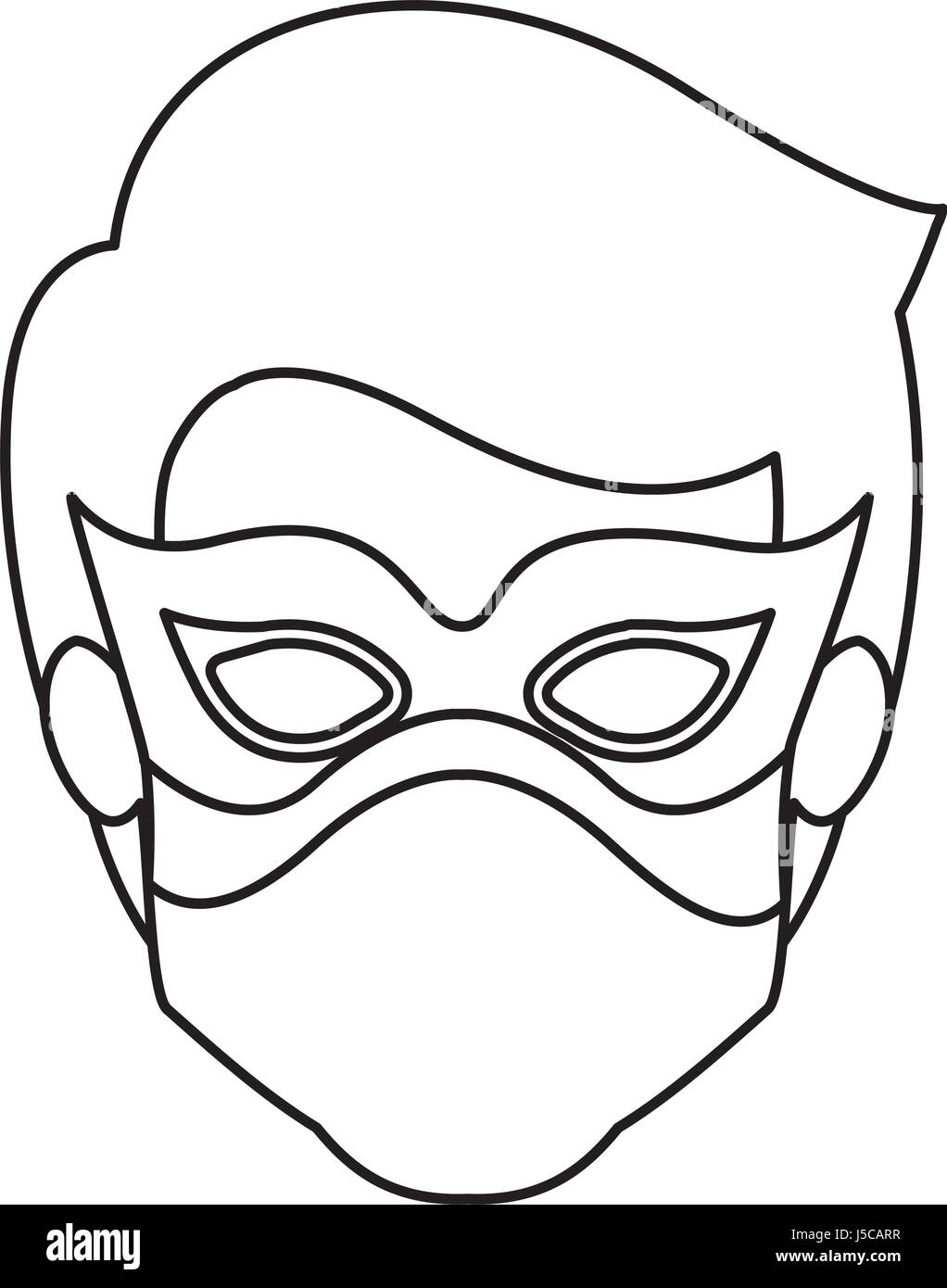 monochrome contour of faceless kid superhero with mask Stock Vector ...