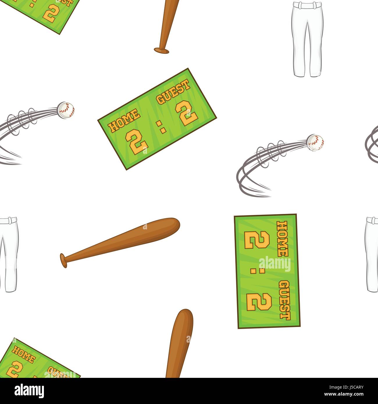 Baseball game equipment pattern. Cartoon illustration of baseball game ...