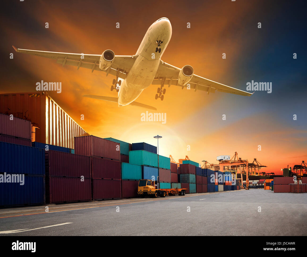 Cargo plane flying above ship High Resolution Stock Photography and ...