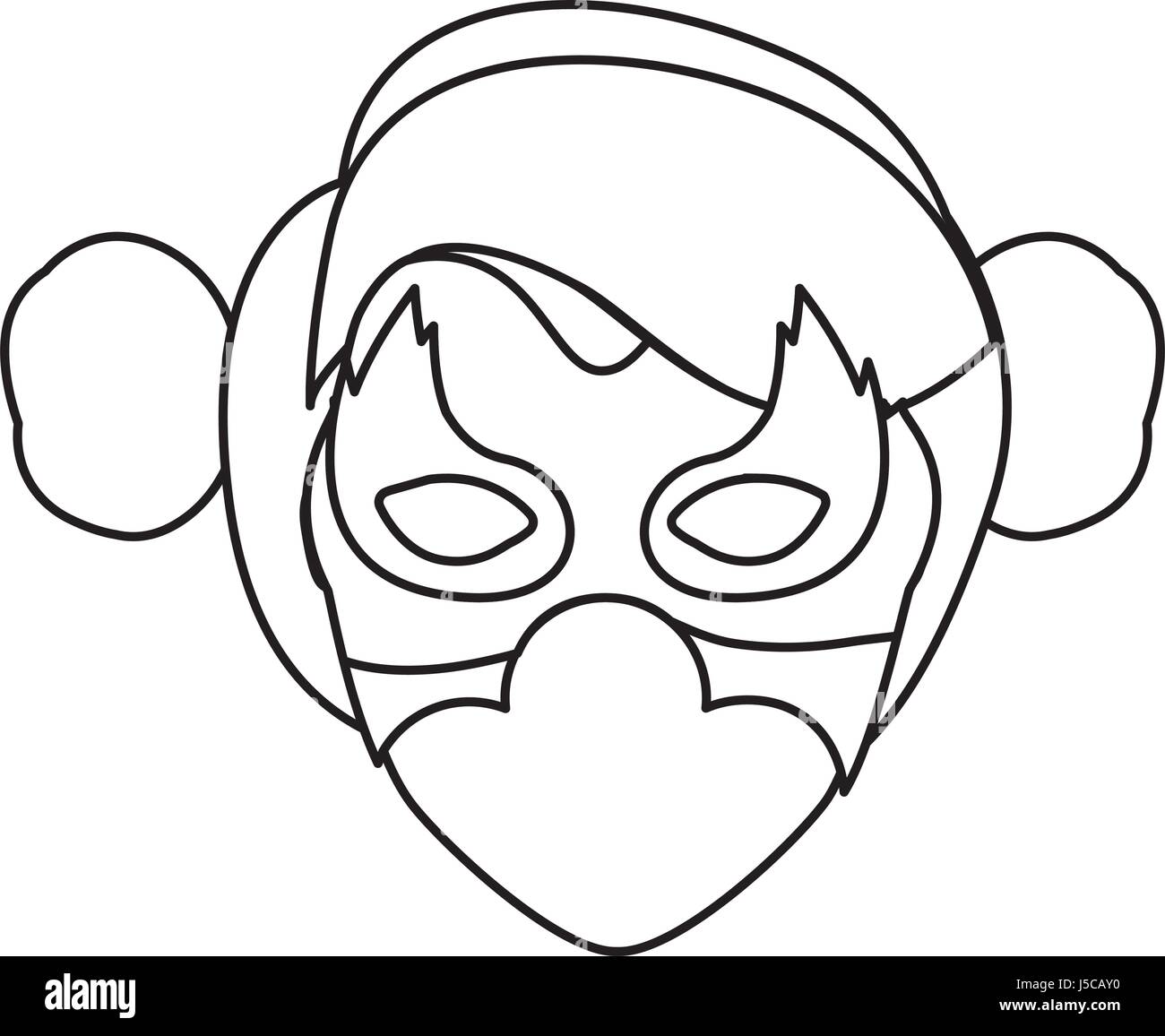 monochrome contour of faceless woman superhero with collected hair and ...