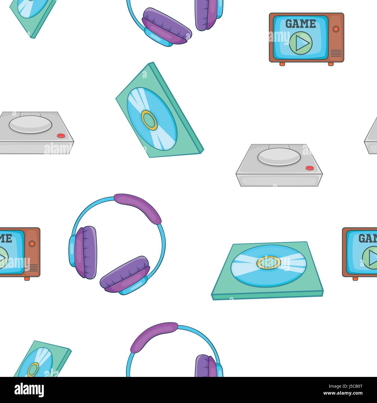 Computer games equipment pattern. Cartoon illustration of computer ...