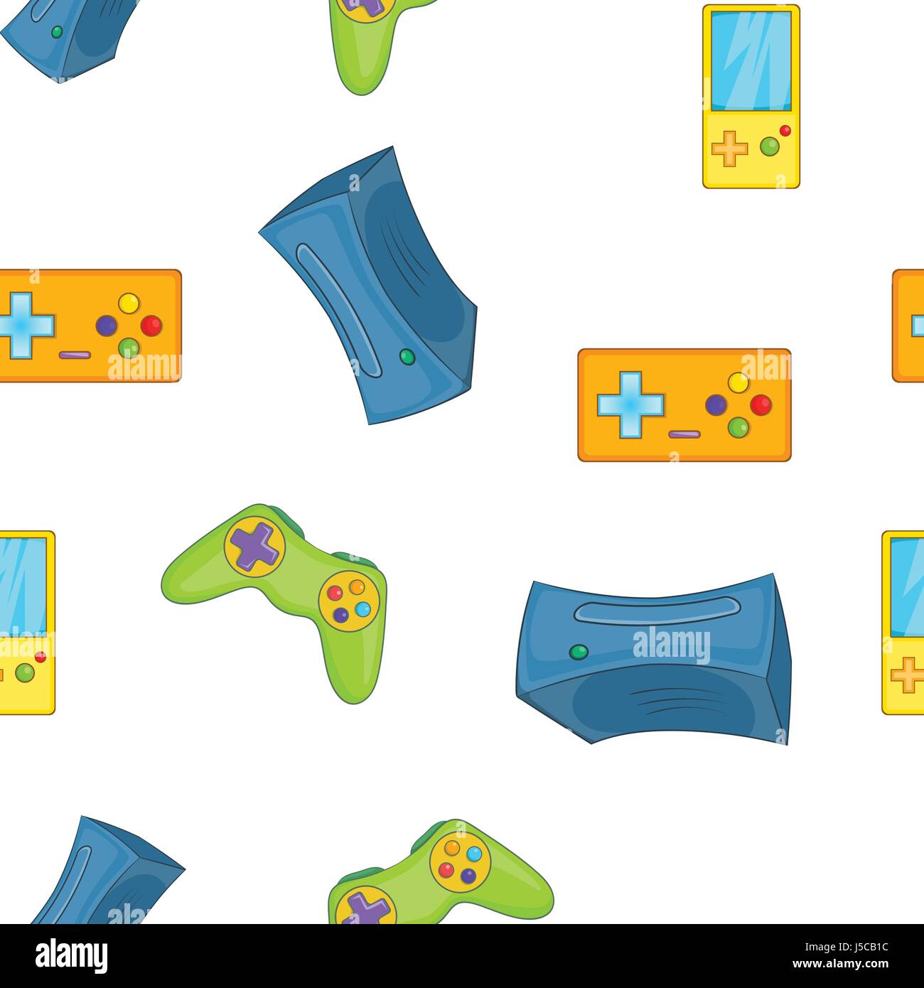 Electronic games pattern. Cartoon illustration of electronic games ...