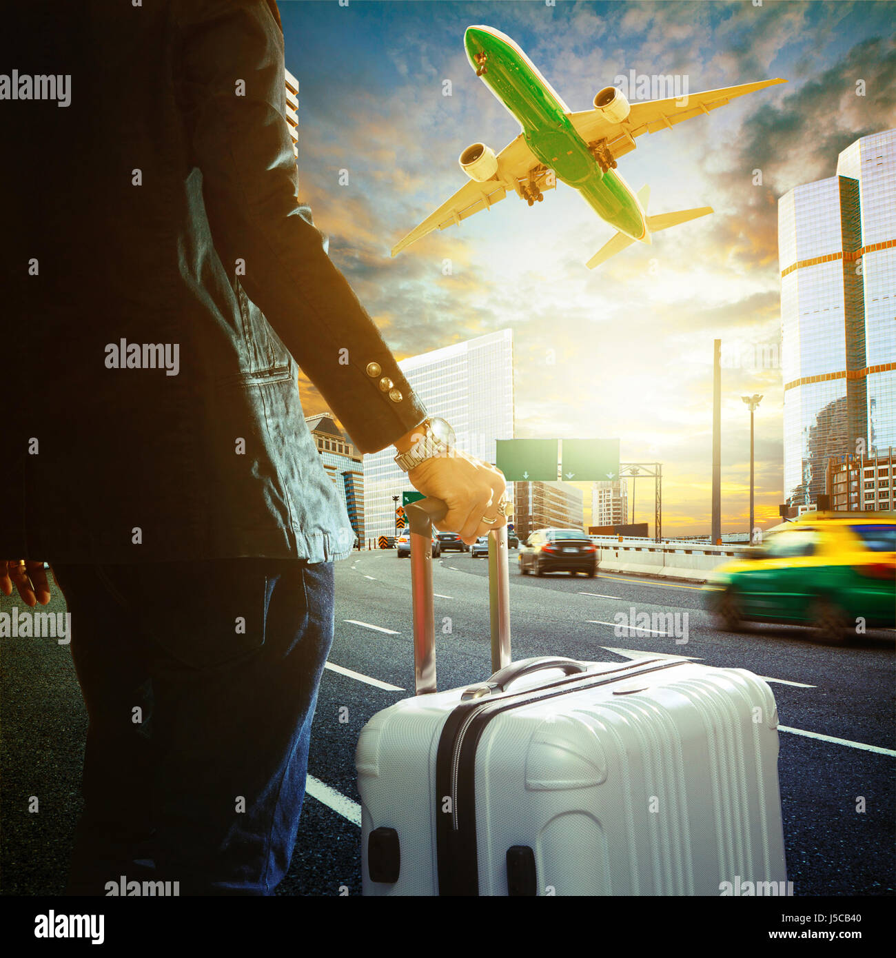 land transport with sun set urban scene use for city life background ...