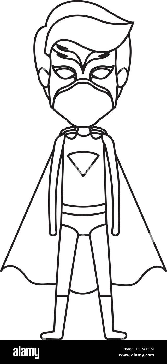 monochrome contour faceless of standing male superhero Stock Vector ...