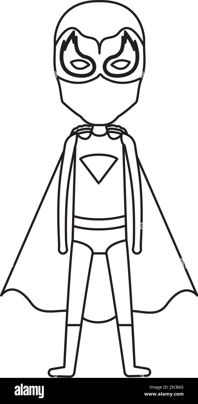 monochrome contour faceless of standing boy superhero Stock Vector ...