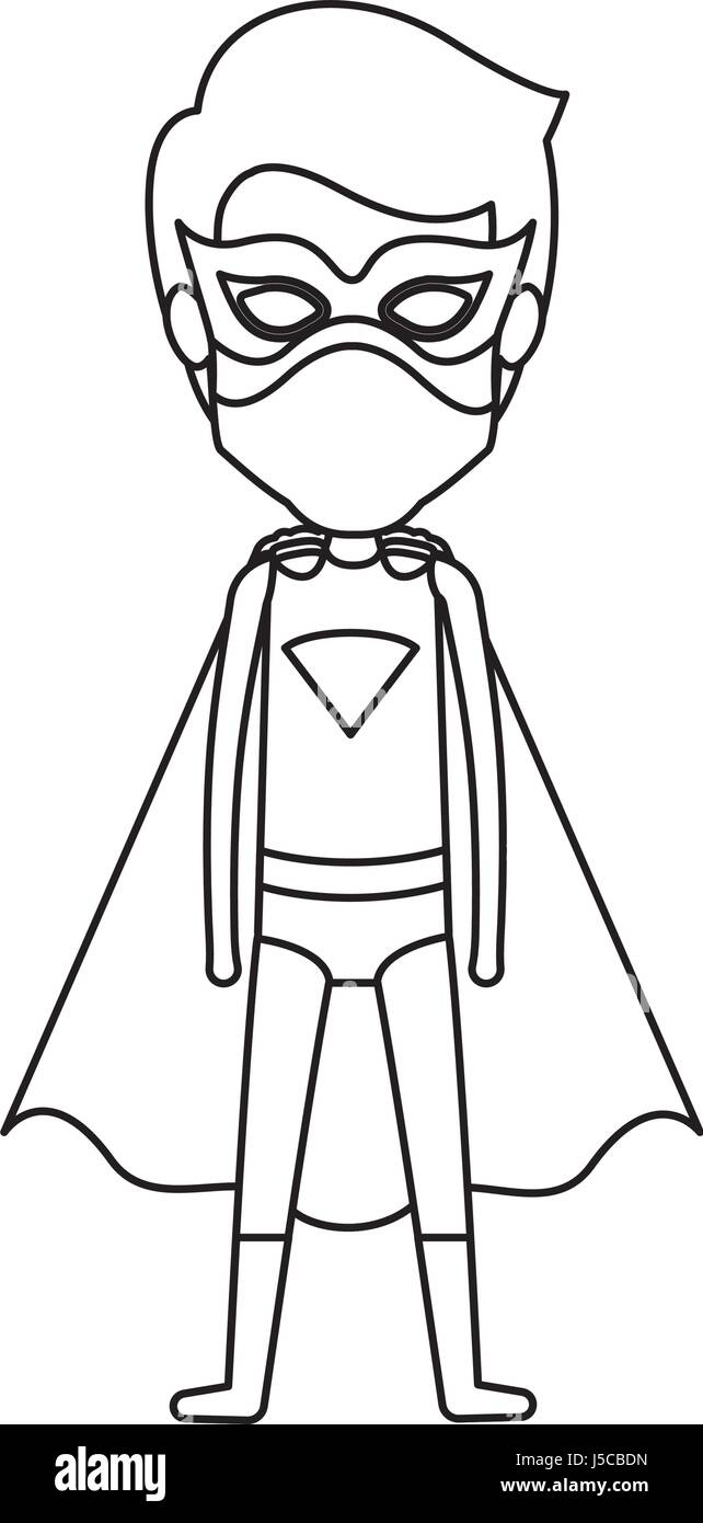 monochrome contour faceless of standing guy superhero Stock Vector ...